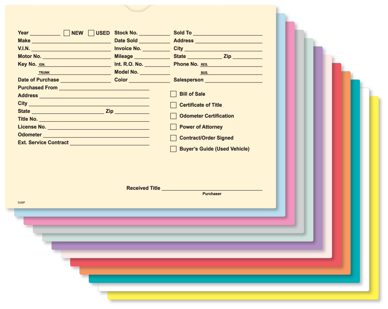 Printed Vehicle Deal Jackets (Package of 500)