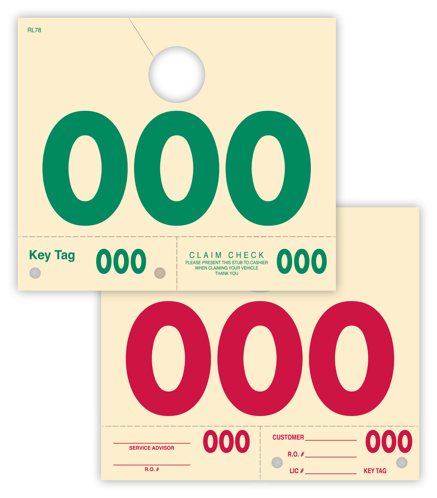 Manila Automotive Service Dispatch Numbered Mirror Hang Tags (Box of 1000)